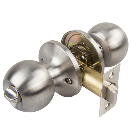 Stainless Steel BK Push Button Lock Bathroom Door Knob with Lock - Buy ...