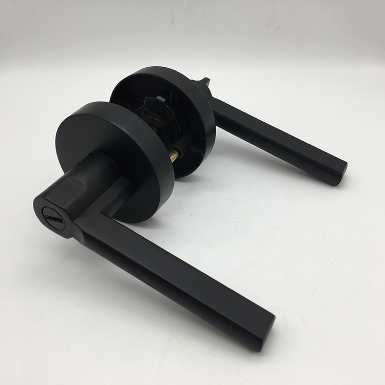 Basics Contemporary Door Lever with Lock Privacy Matte Black - Buy ...