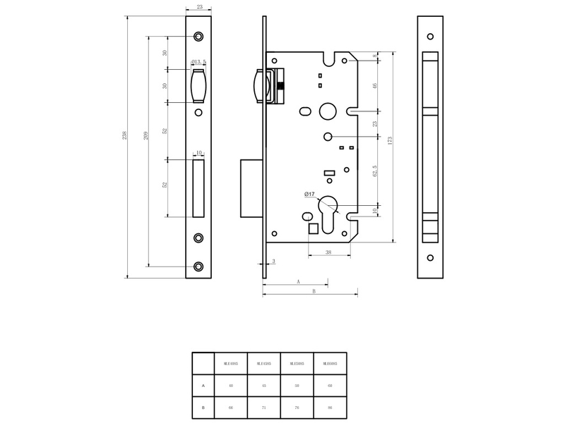 Silver stainless steel 4585 Roller lock body - Buy inside a mortice ...