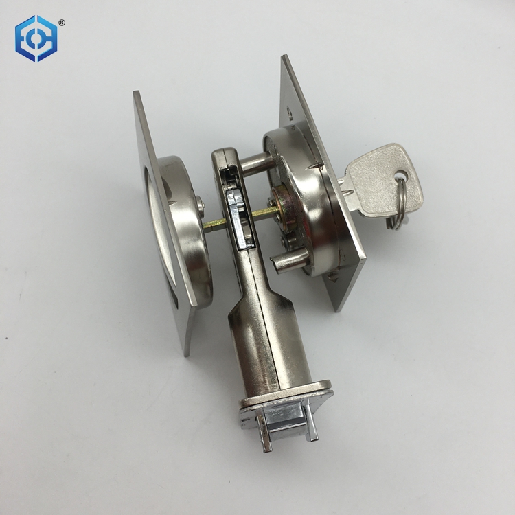Satin Nickel Square Zinc Alloy Entry Door Sliding Pocket Door Lock with ...