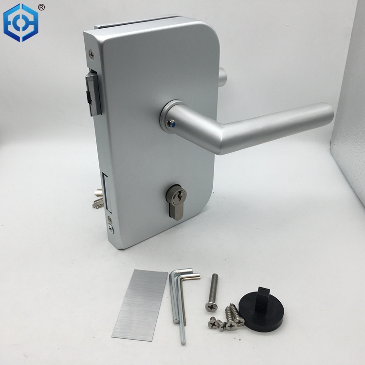 Silver Aluminum Office Glass Door Lock with Handles - Buy digital lock ...