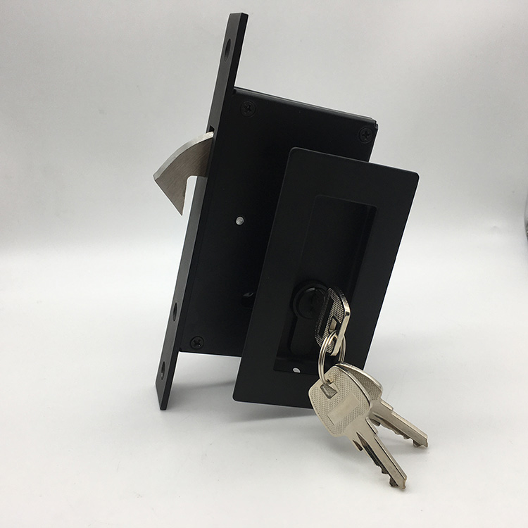 Black 304 Stainless Steel Square Sliding Door Lock for Wooden Doors ...