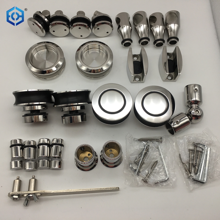Chrome Stainless Steel Frameless Sliding Shower Door Hardware Track Kit ...