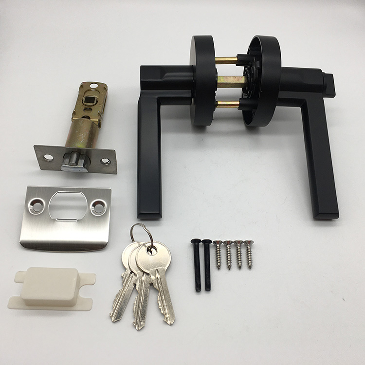 Matte Black Zinc Alloy Square Keyed Entry Lever Featuring Smartkey ...