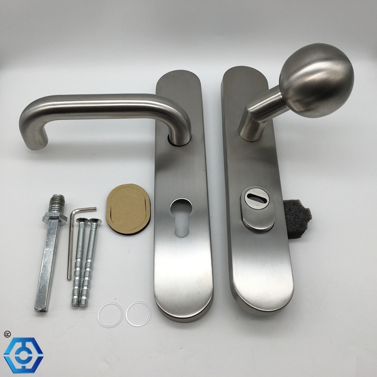 Stainless Steel Door Handle on Back Plate with Cylinder Hole - Buy door ...