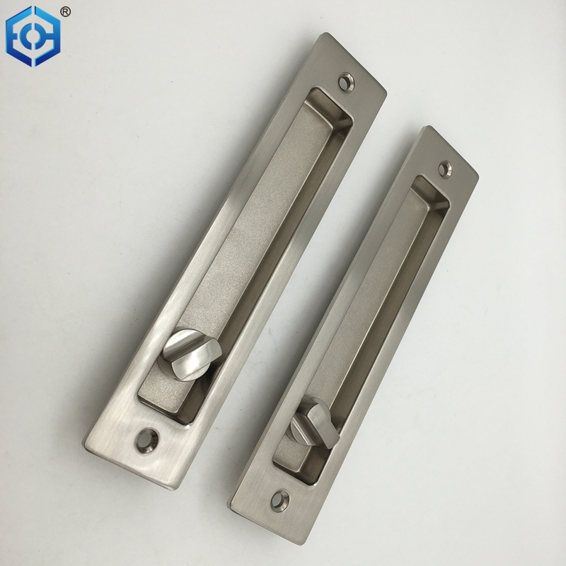 Brushed Silver Privacy Pocket Sliding Door Lock Invisible Recessed ...