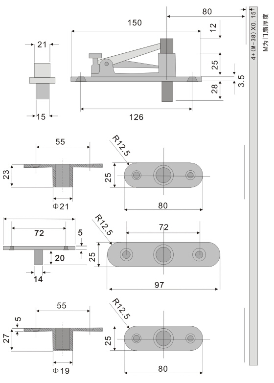 Factory Up-Down Shaft Stainless Steel Door Rotating Pivot Hinge 360 ...
