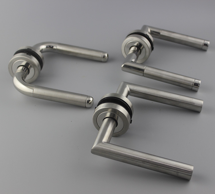 Door Hardware Plastic base Mitred Twin Finish tube lever door handle ...