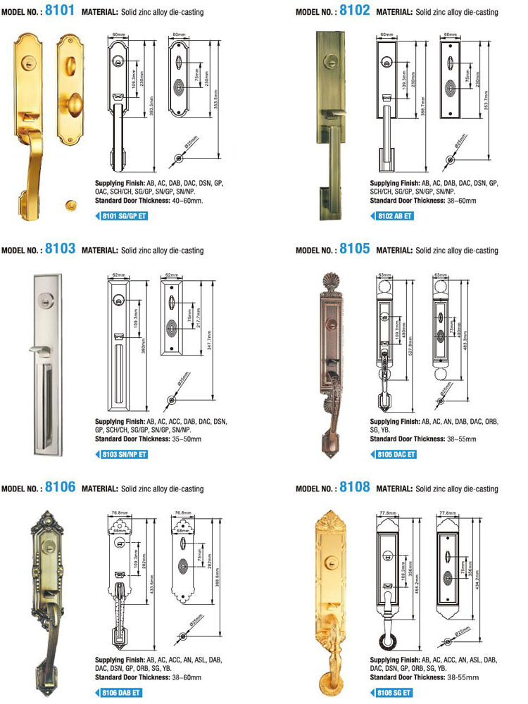 Dim Antique Copper zinc alloy entry door lock luxury designed style ...